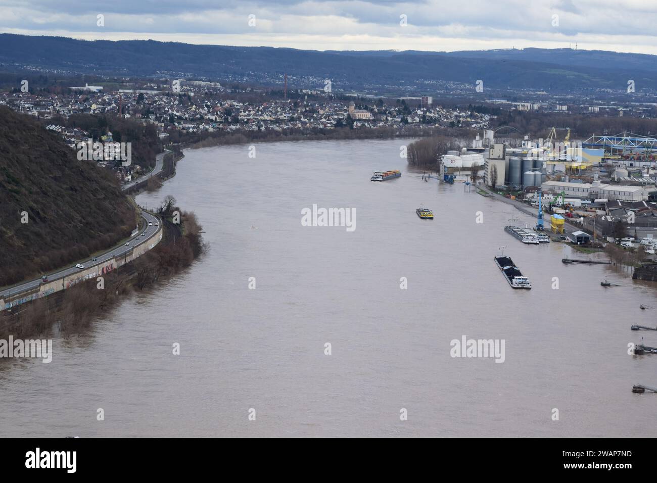 Rhine flood at Andernach in 2024 Stock Photo - Alamy