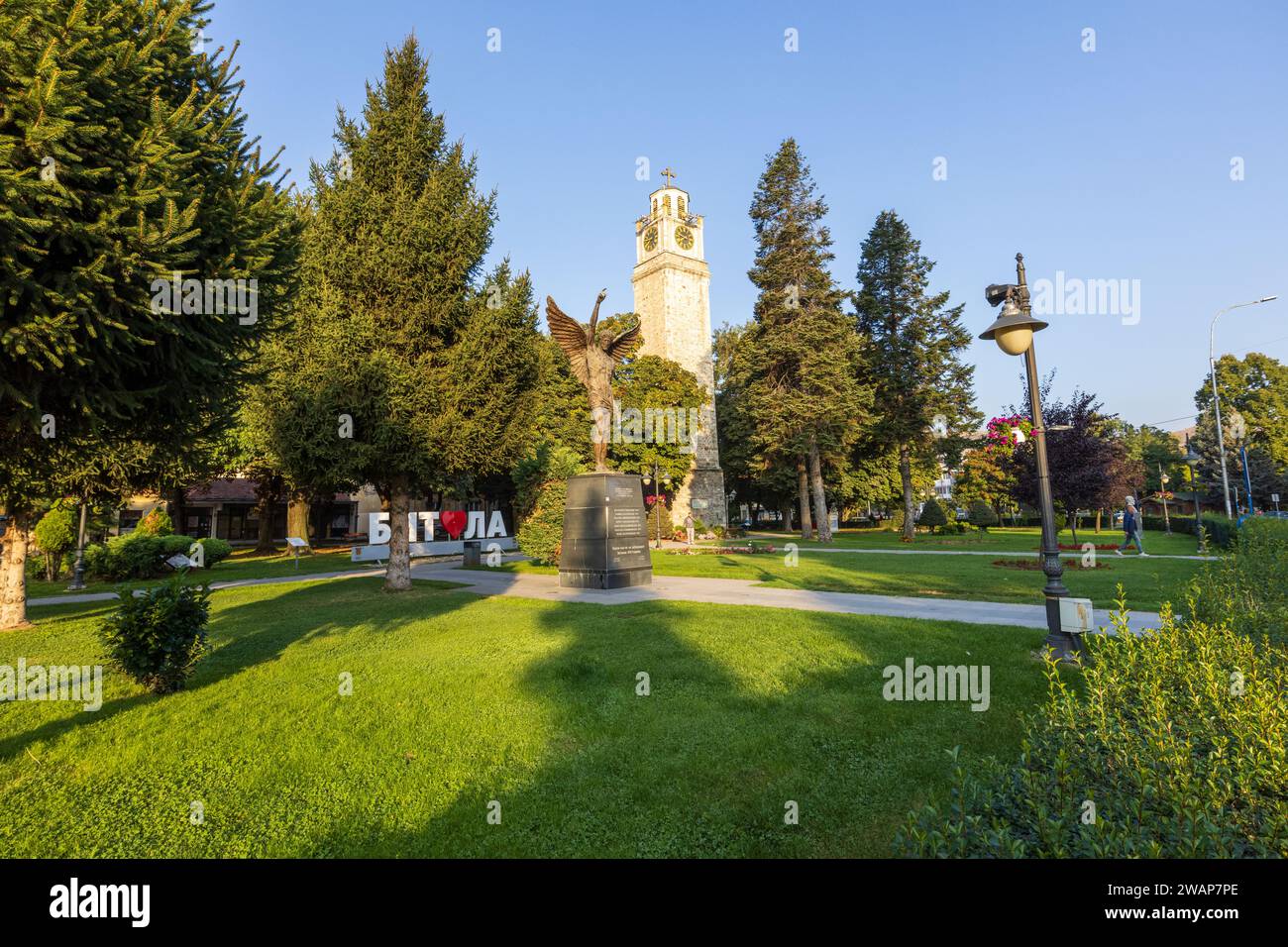 The Ottoman-era Clock Tower in the city of Bitola in North Macedonia ...