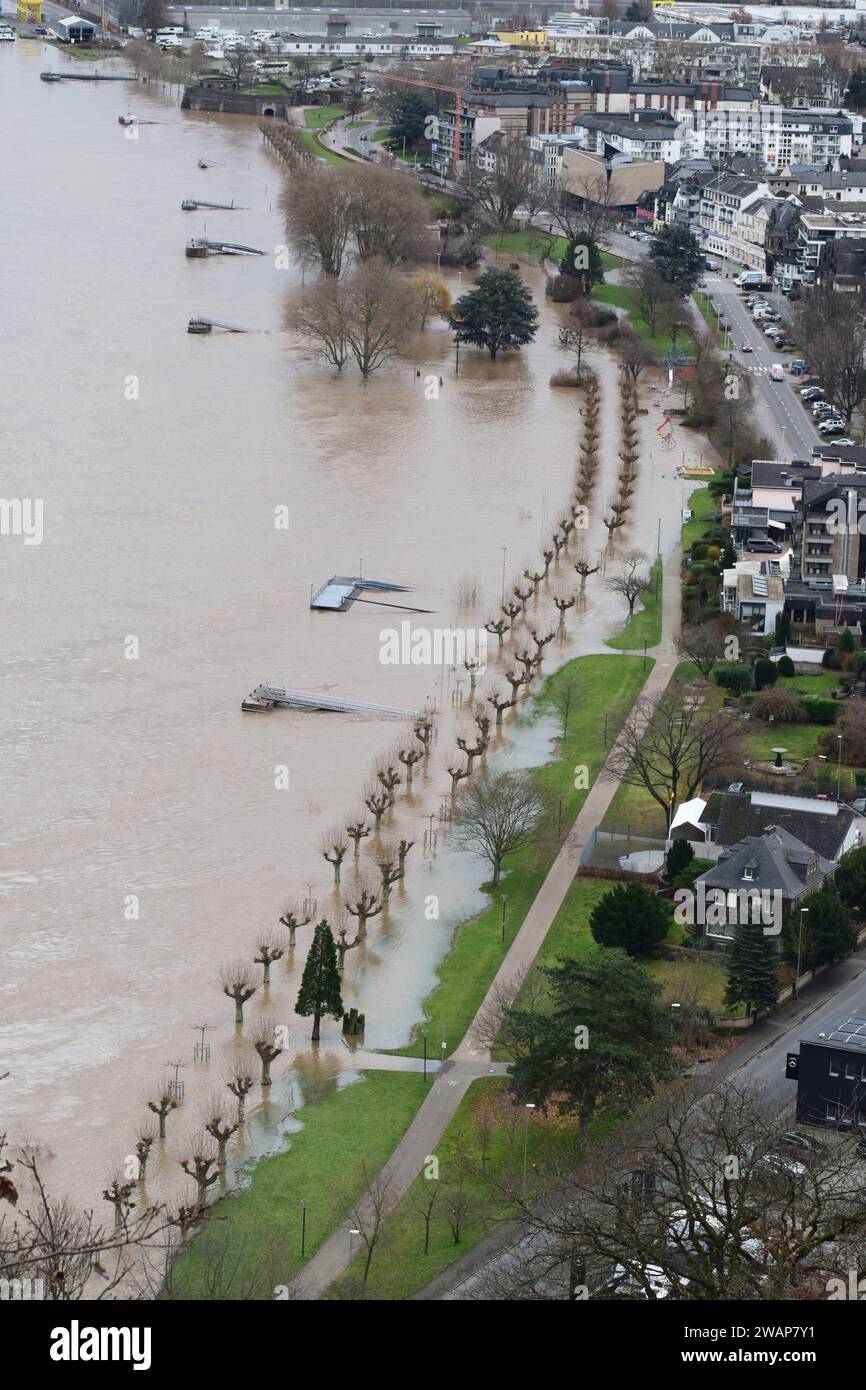 Rhine flood at Andernach in 2024 Stock Photo - Alamy