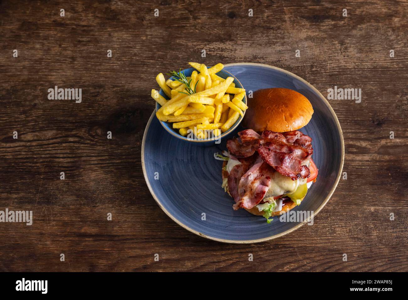 Classic burger with fries Stock Photo - Alamy