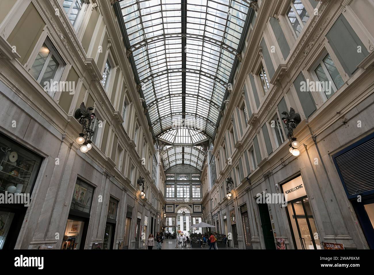 View of the Mazzini Galleries shopping centre, built in 1872, Genoa ...