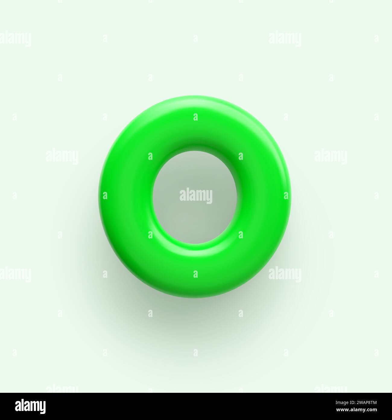 3D Green letter O with a glossy surface on a light background Stock ...