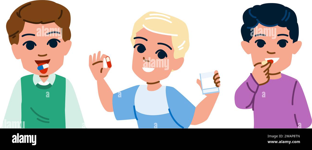 medicine kid pills boy vector Stock Vector Image & Art - Alamy