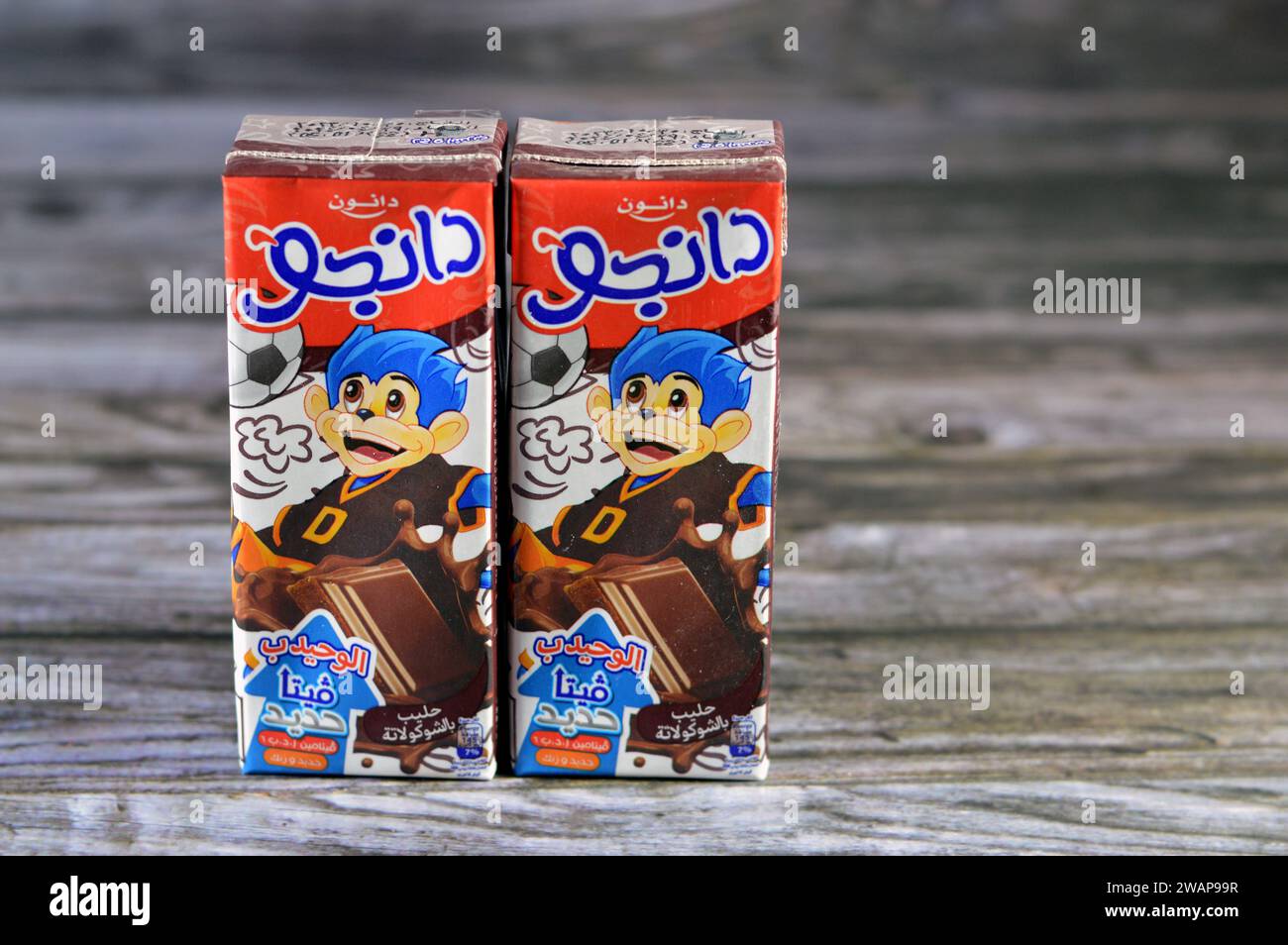 Cairo, Egypt, January 2 2024: Danone Dango Chocolate Milk, a type of ...
