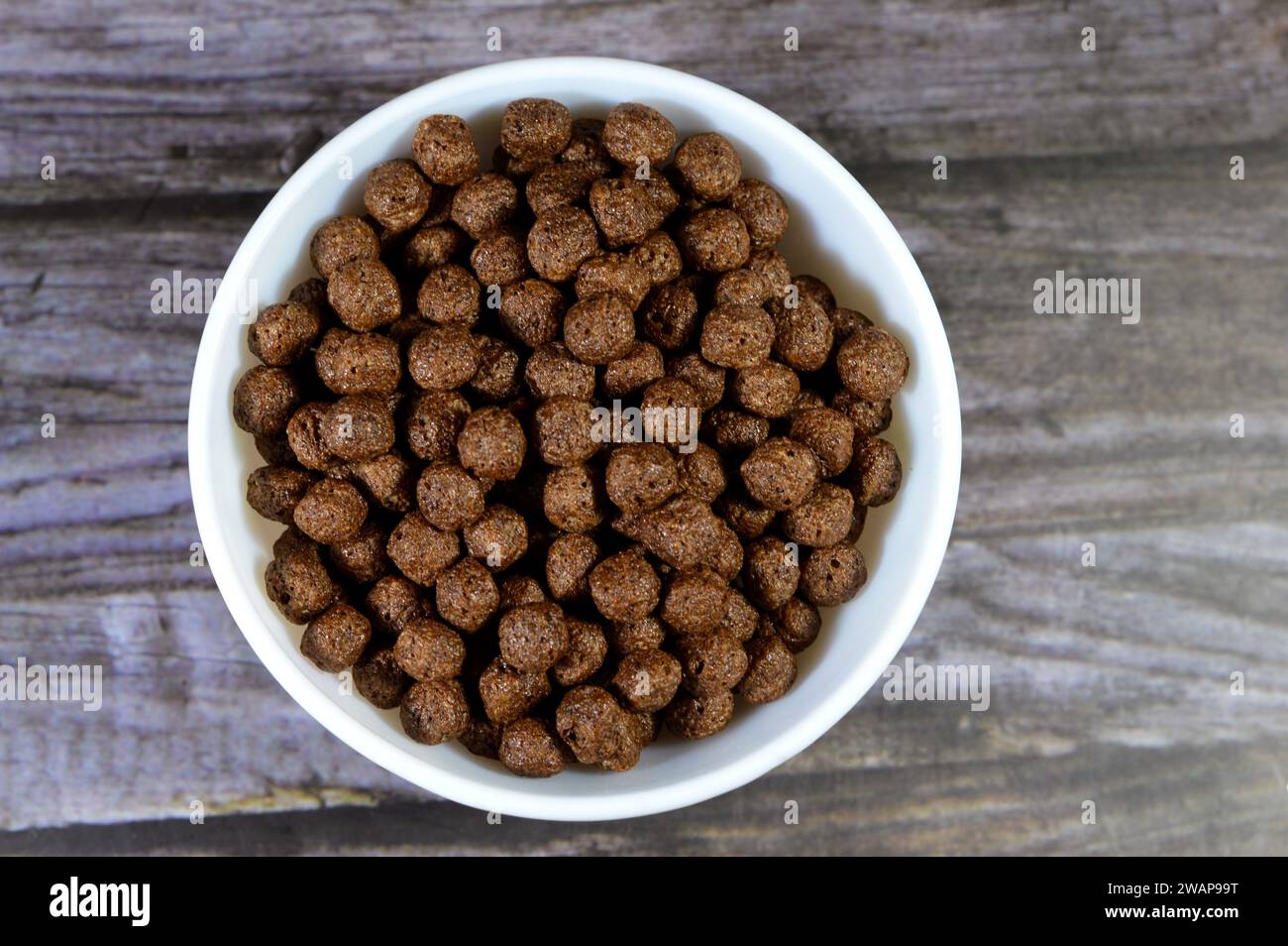 Breakfast Chocolate flavored balls cereal, as a snack prepared with ...