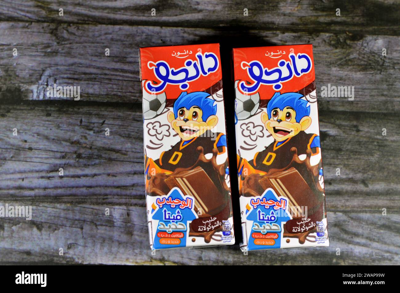 Cairo, Egypt, January 2 2024: Danone Dango Chocolate Milk, a type of ...