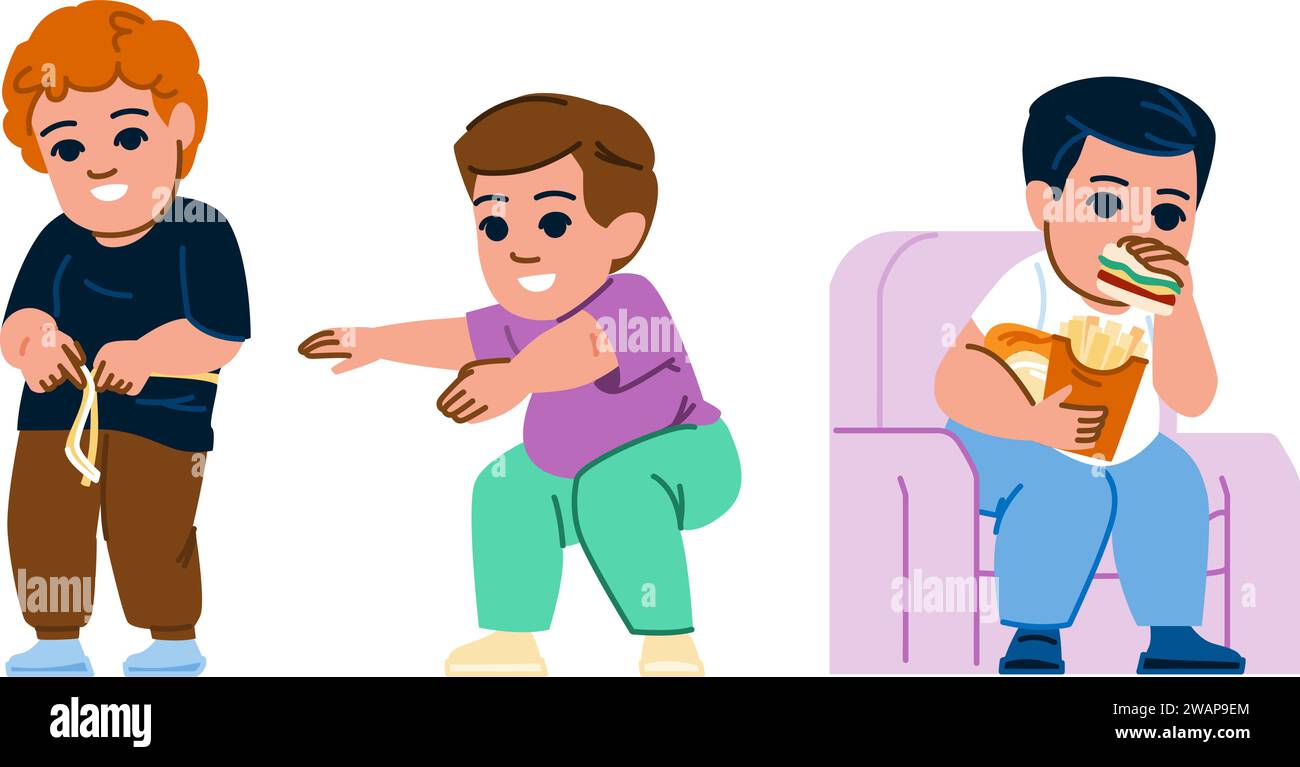 obese overweight kid boy vector Stock Vector Image & Art - Alamy