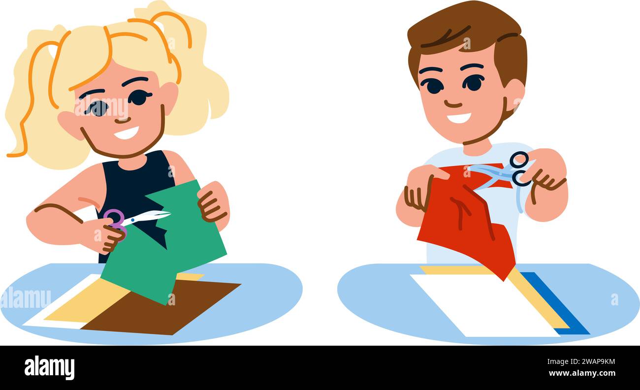 school scissors kid vector Stock Vector Image & Art - Alamy