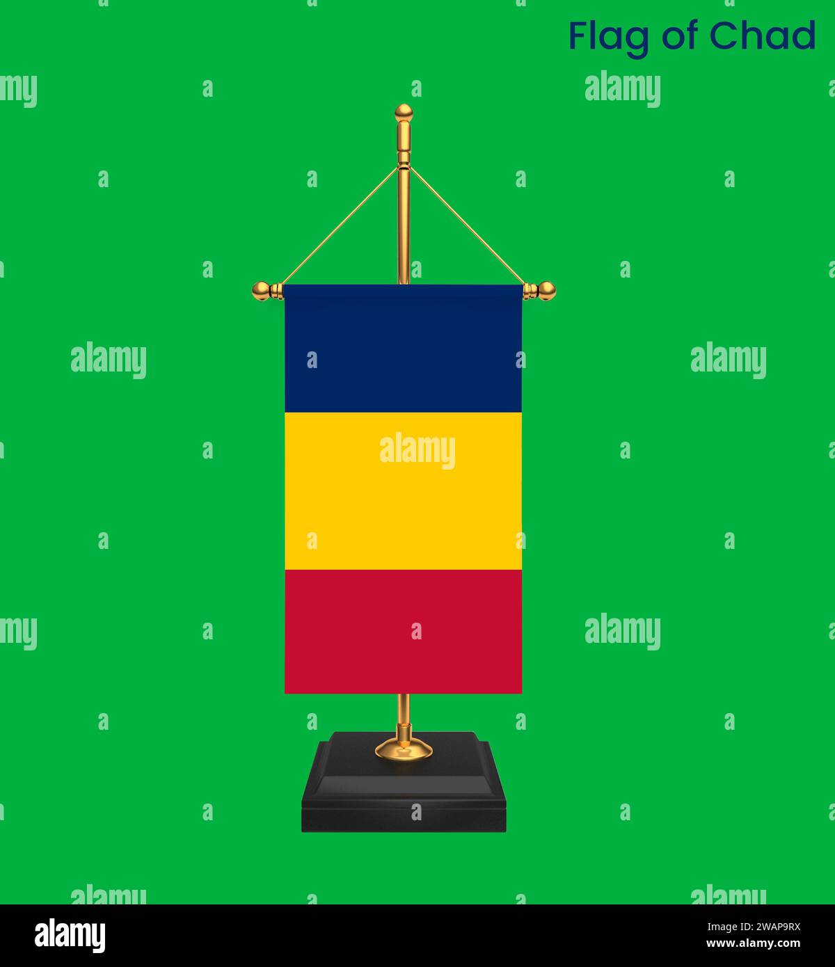 High detailed flag of Chad. National Chad flag. Africa. 3D illustration ...