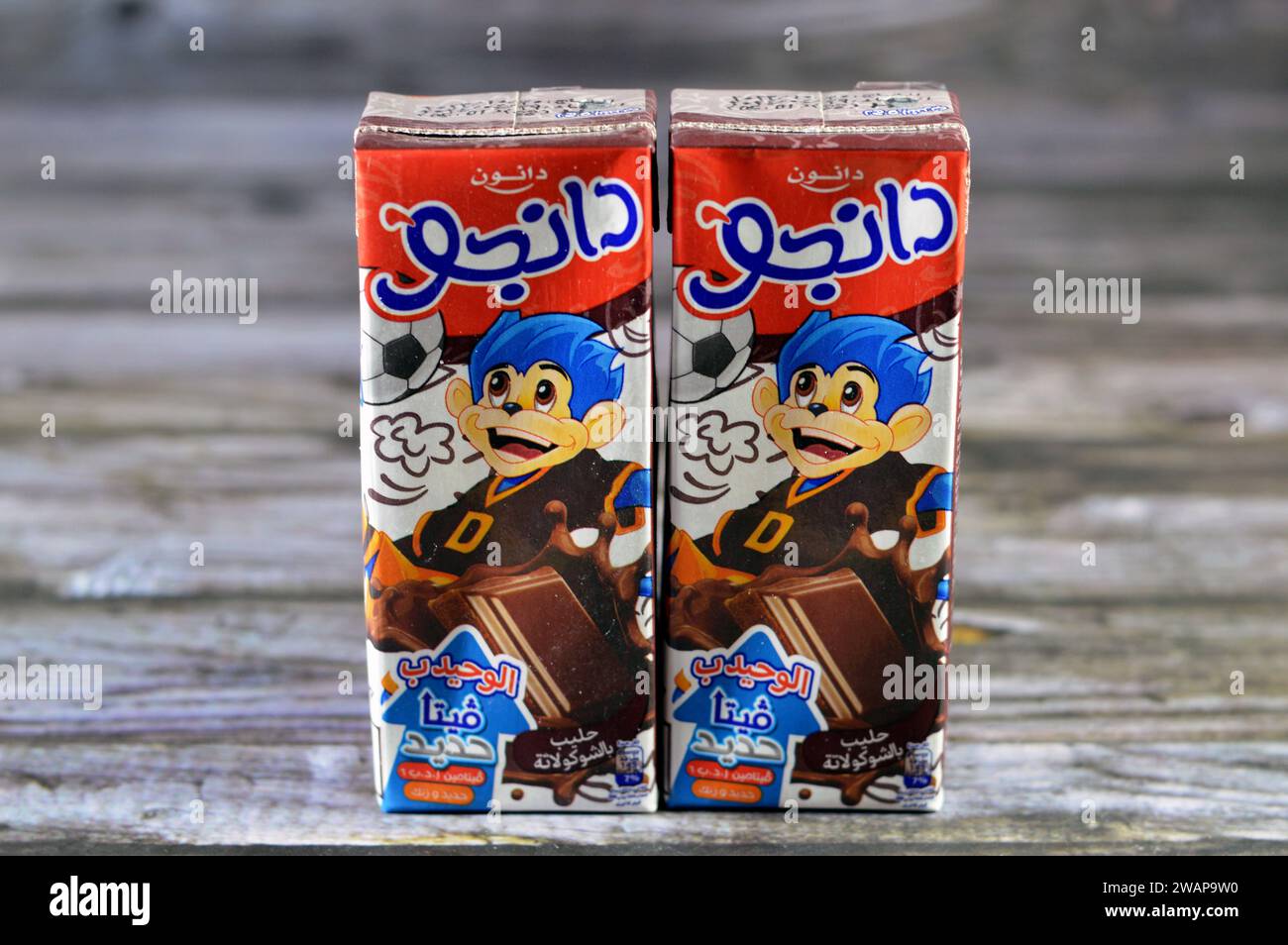 Cairo, Egypt, January 2 2024: Danone Dango Chocolate Milk, a type of ...
