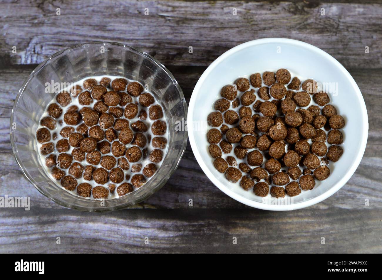 Breakfast Chocolate flavored balls cereal, as a snack prepared with ...
