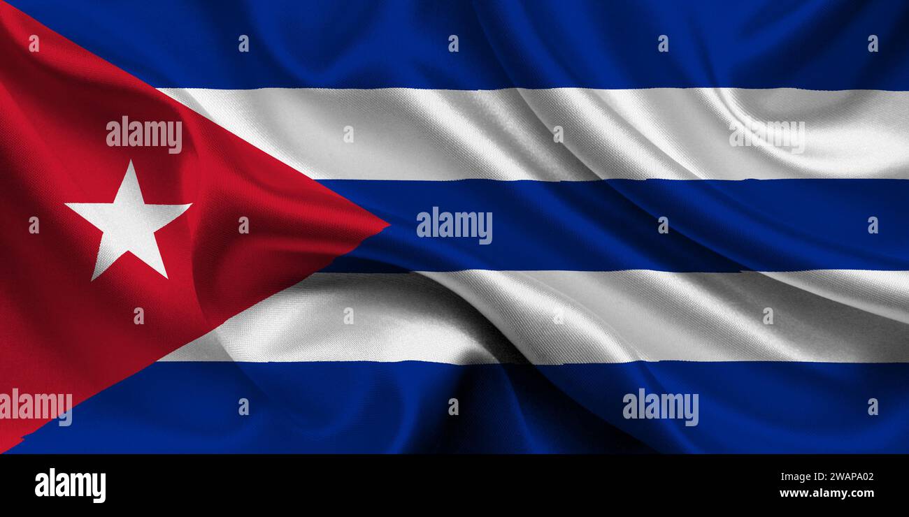 High detailed flag of Cuba. National Cuba flag. North America. 3D ...