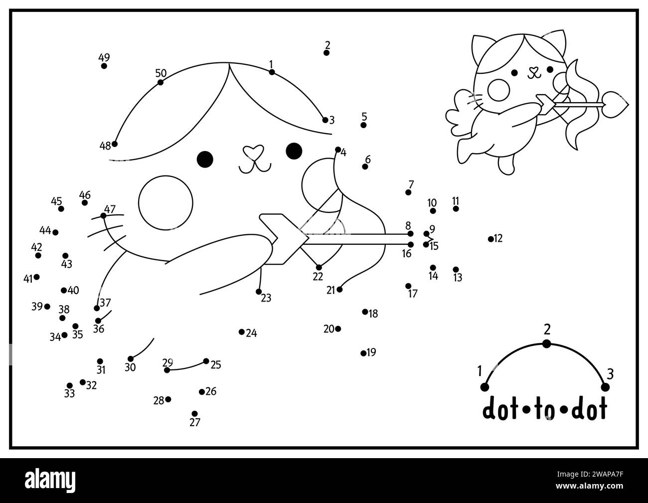 Vector Saint Valentine dot-to-dot and color activity with cute kawaii ...