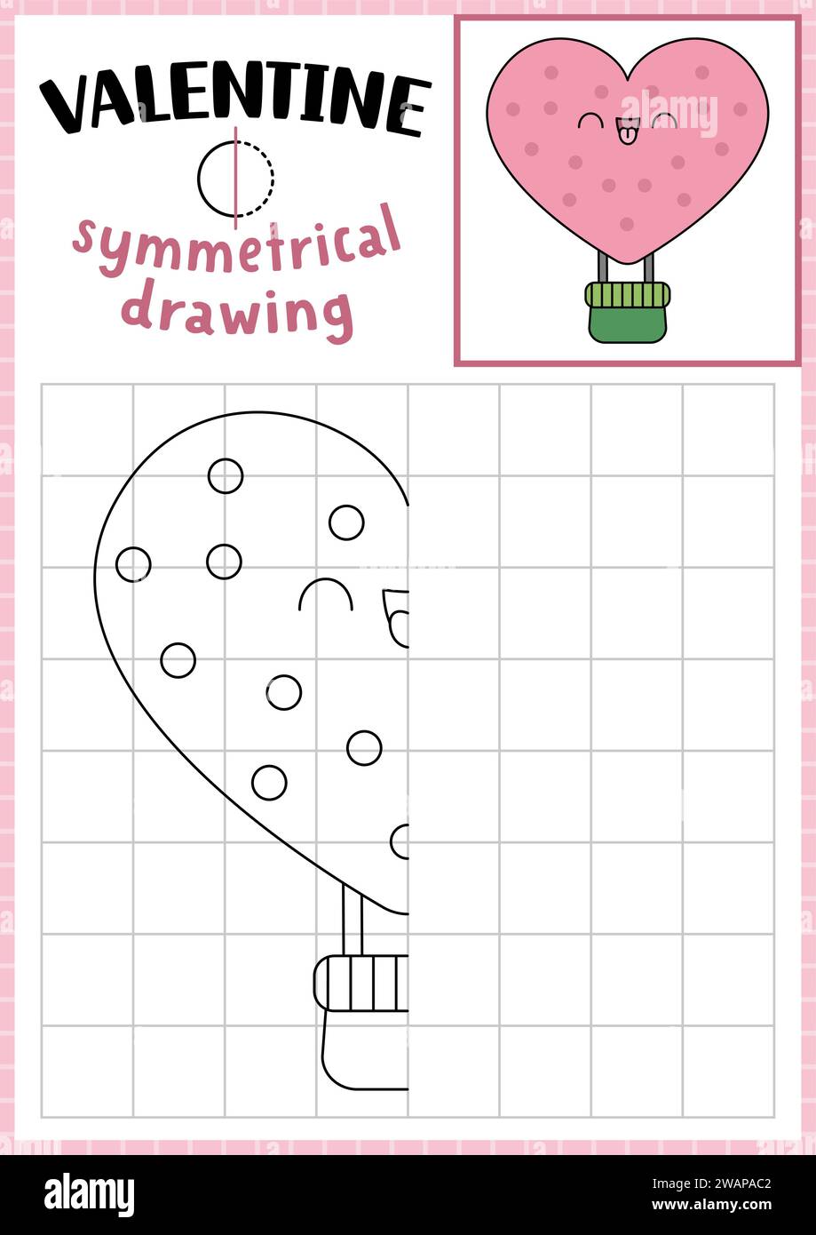 Saint Valentine symmetrical drawing worksheet. Complete the hot air ...