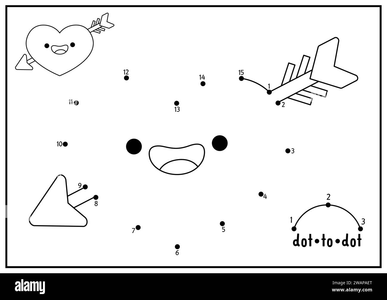 Vector Saint Valentine dot-to-dot and color activity with cute kawaii ...