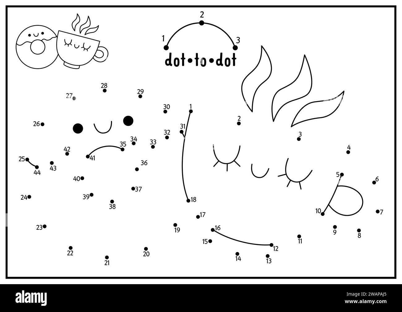 Vector Saint Valentine dot-to-dot and color activity with cute kawaii ...