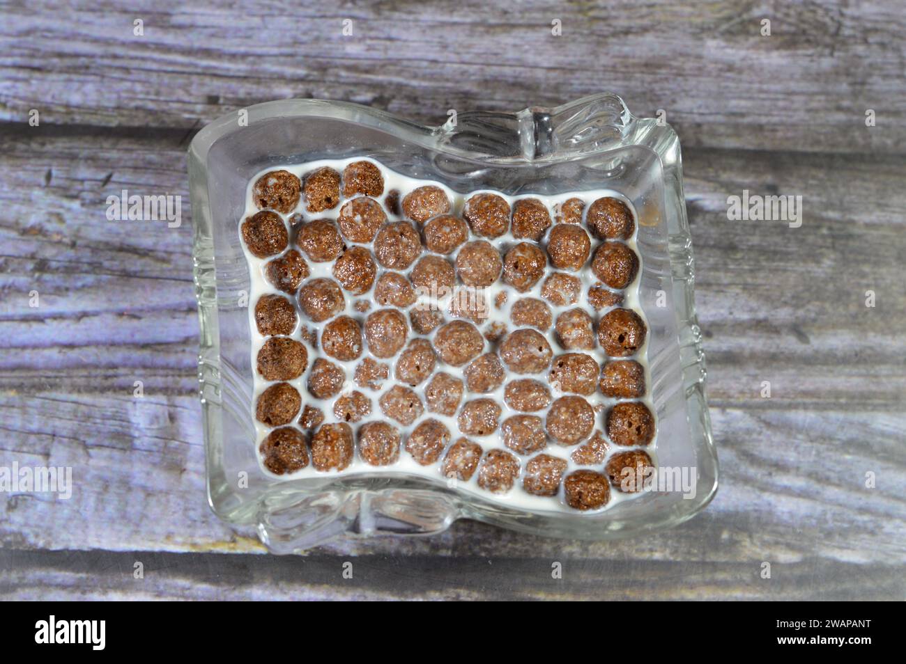 Breakfast Chocolate flavored balls cereal, as a snack prepared with ...