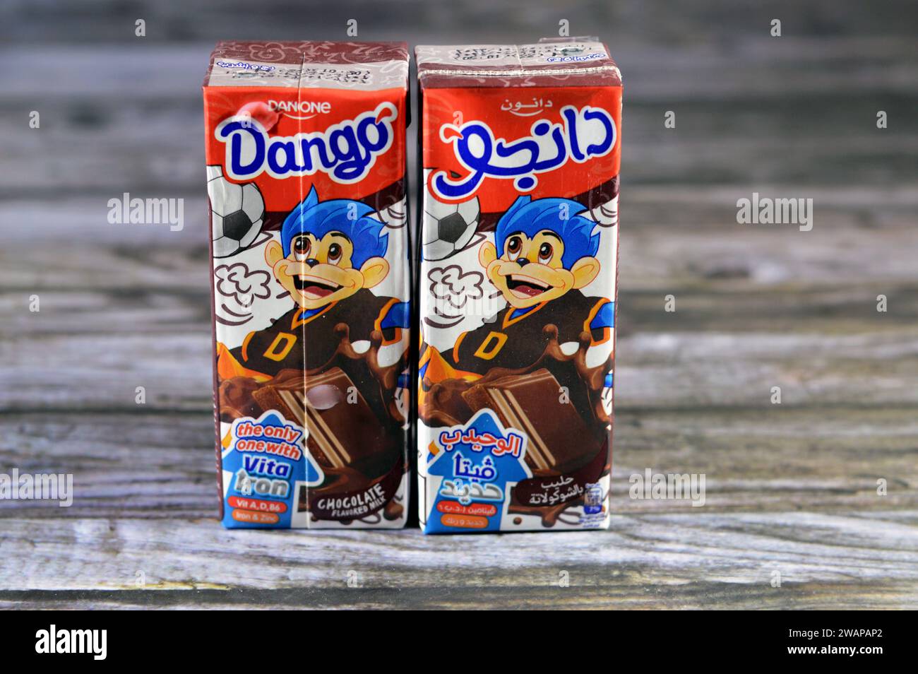 Cairo, Egypt, January 2 2024: Danone Dango Chocolate Milk, a type of ...