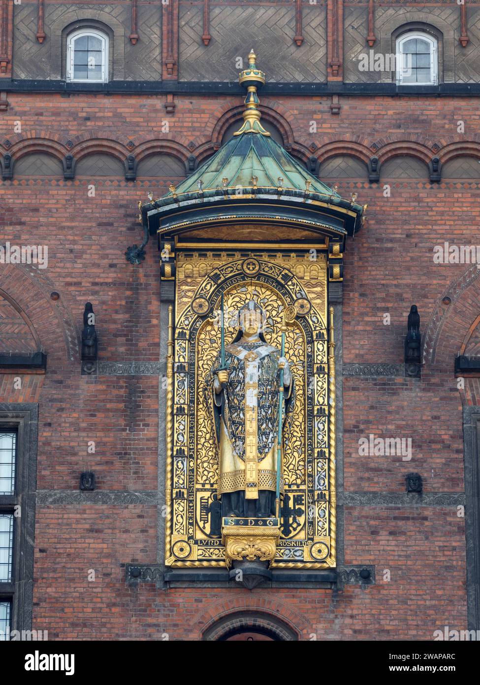 The gilded copper statue of Bishop Absalon (the founder of Copenhagen ...
