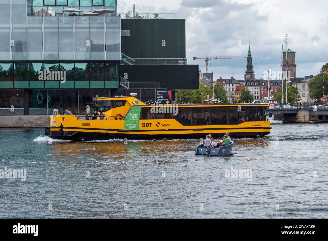 A ferry bus on the Copenhagen Harbour, Copenhagen, , Denmark Stock ...