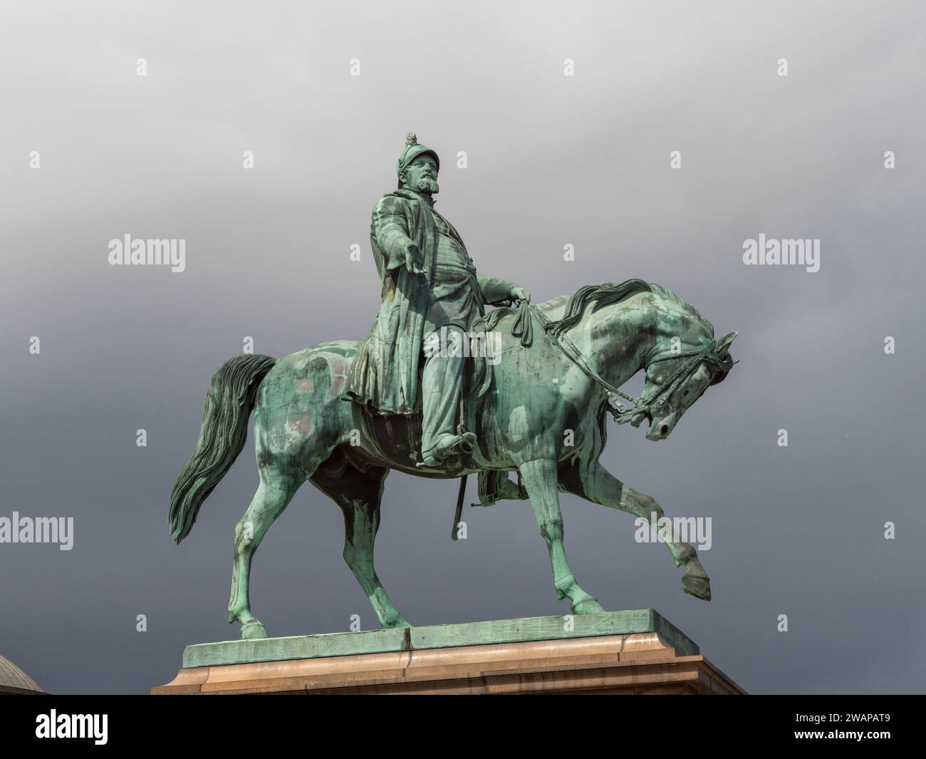 The equestrian statue of Frederick VII in front of Christiansborg on ...