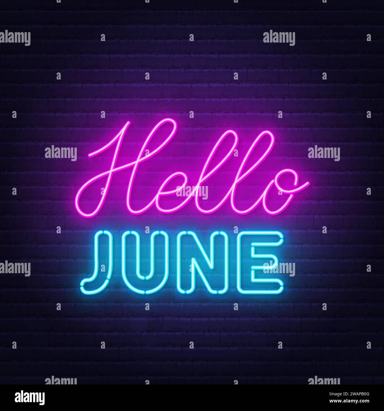 Hello June neon sign on brick wall background Stock Vector Image & Art ...