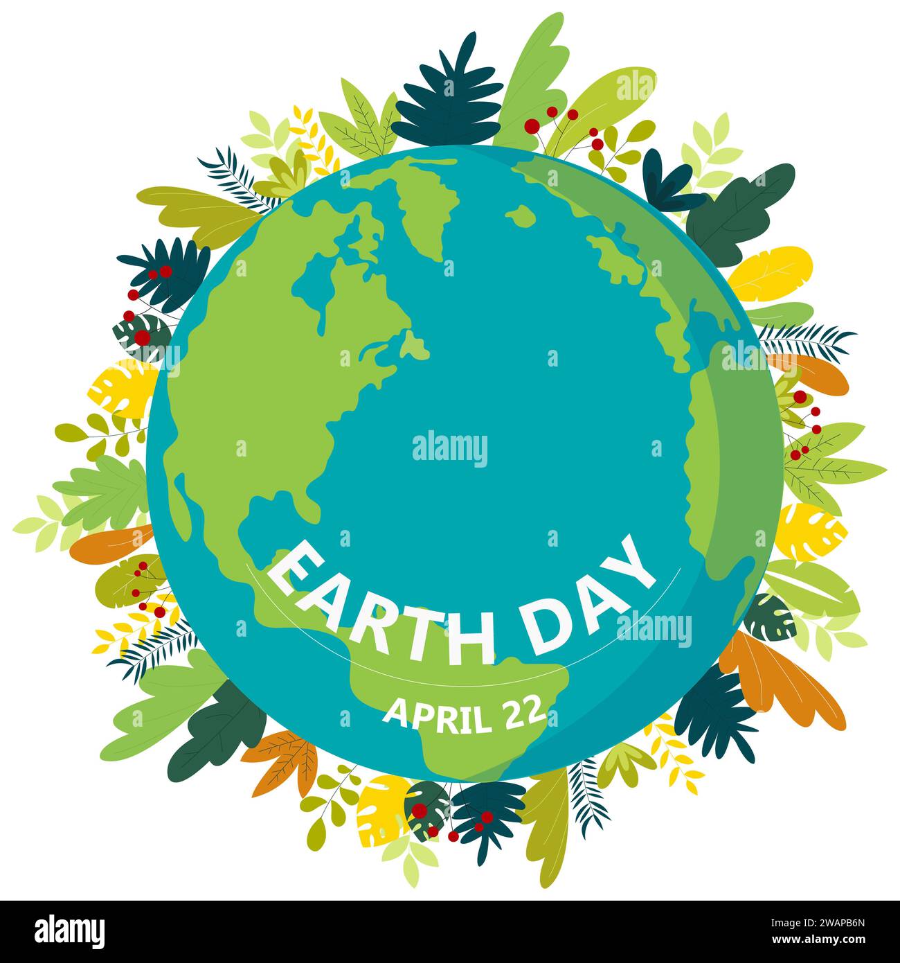 22 April Earth Day Flat Illustration Stock Photo - Alamy
