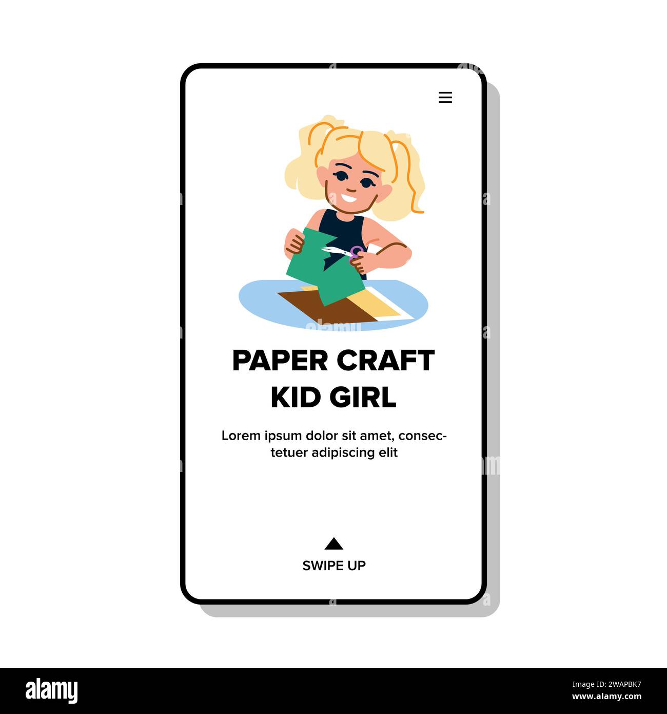 activity paper craft kid girl vector Stock Vector Image & Art - Alamy