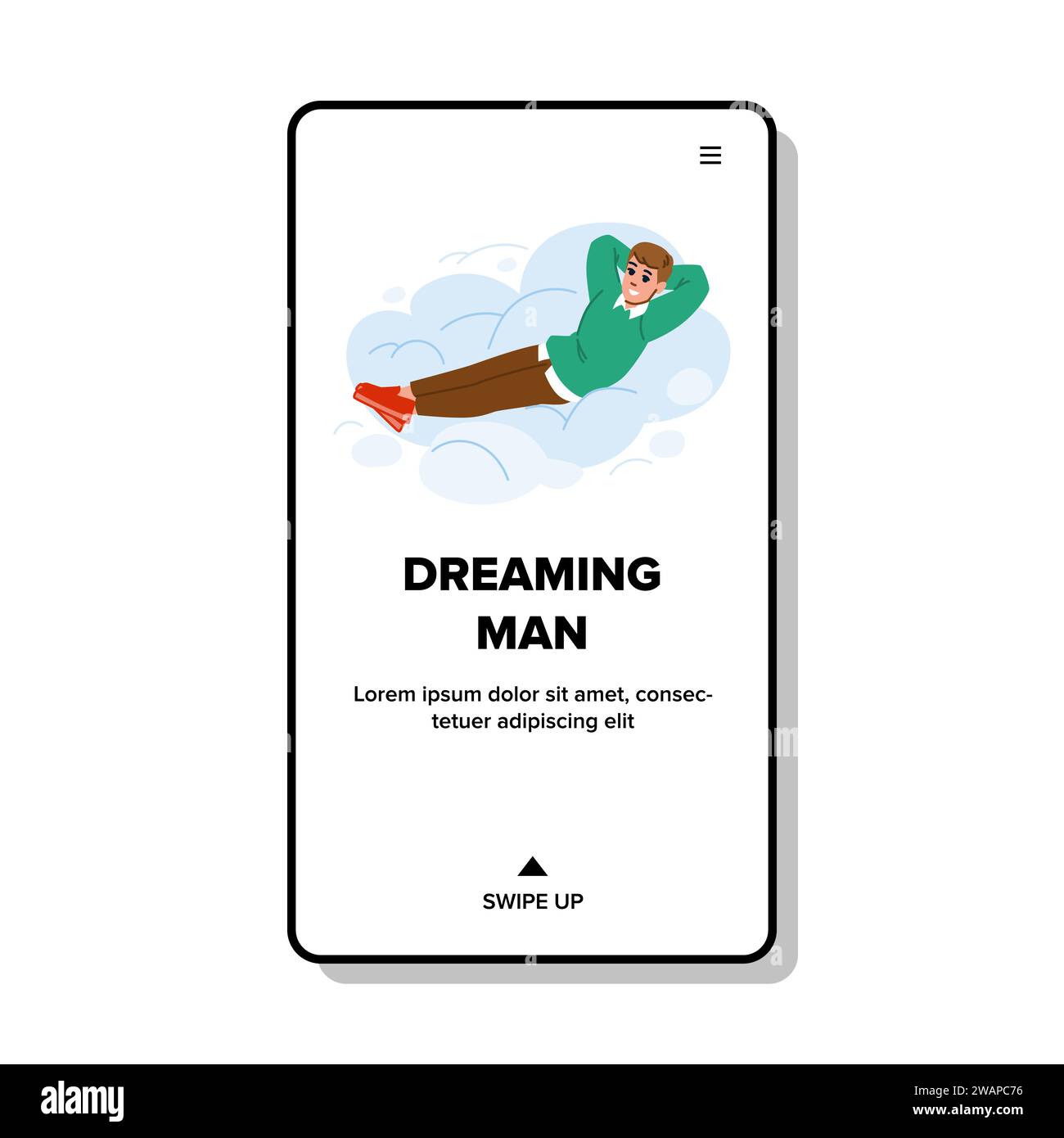 happy dreaming man vector Stock Vector Image & Art - Alamy