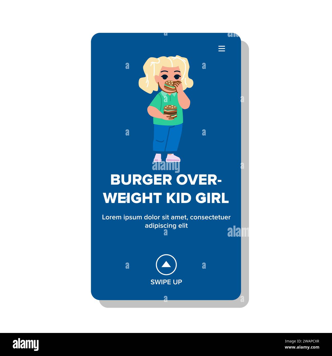 character burger overweight kid girl vector Stock Vector Image & Art ...