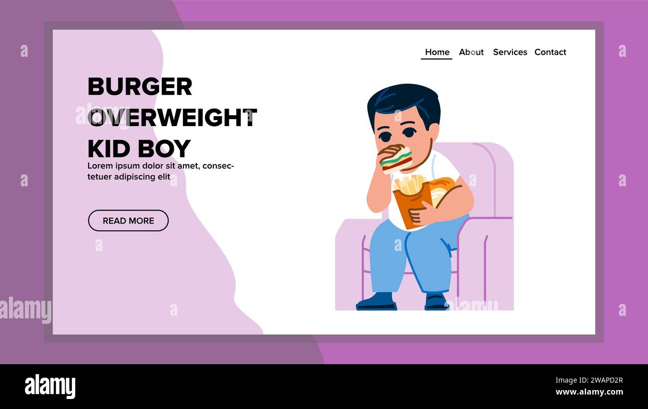 child burger overweight kid boy vector Stock Vector Image & Art - Alamy