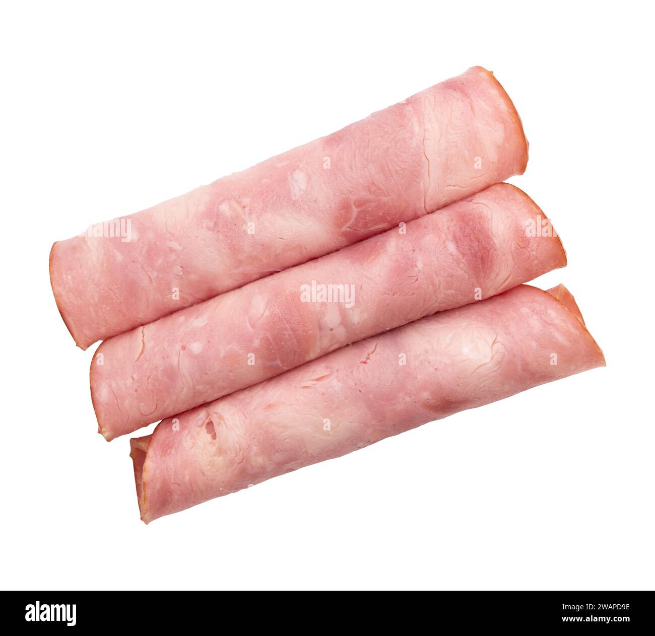 round pieces of ham isolated on white background with clipping path ...