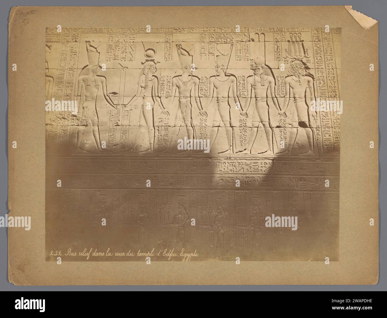 Hieroglyphs in the courtyard of the Temple of Horus in Edfu, Anonymous ...