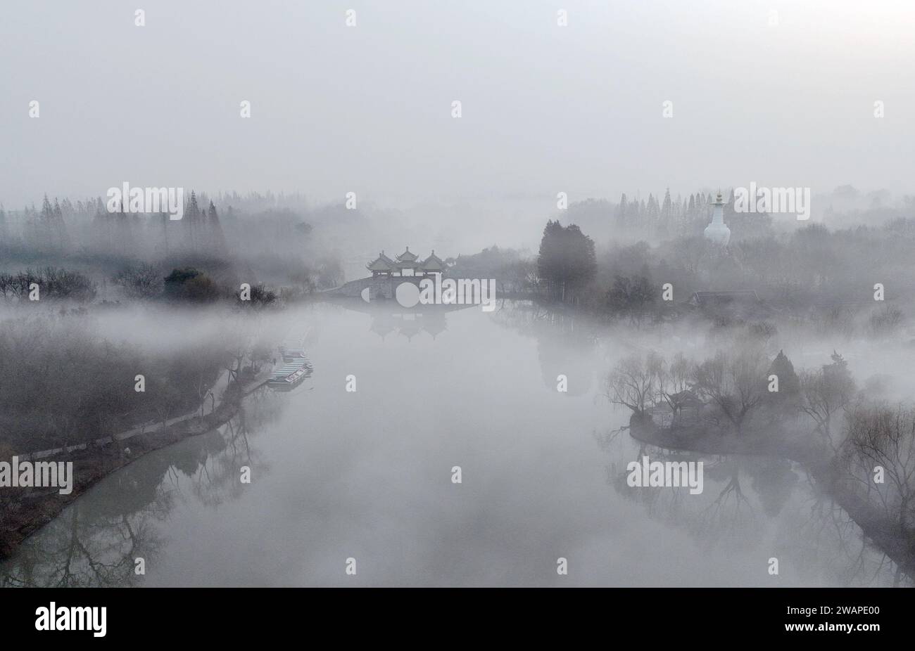 Yangzhou. 6th Jan, 2024. This aerial photo taken on Jan. 6, 2024 shows ...