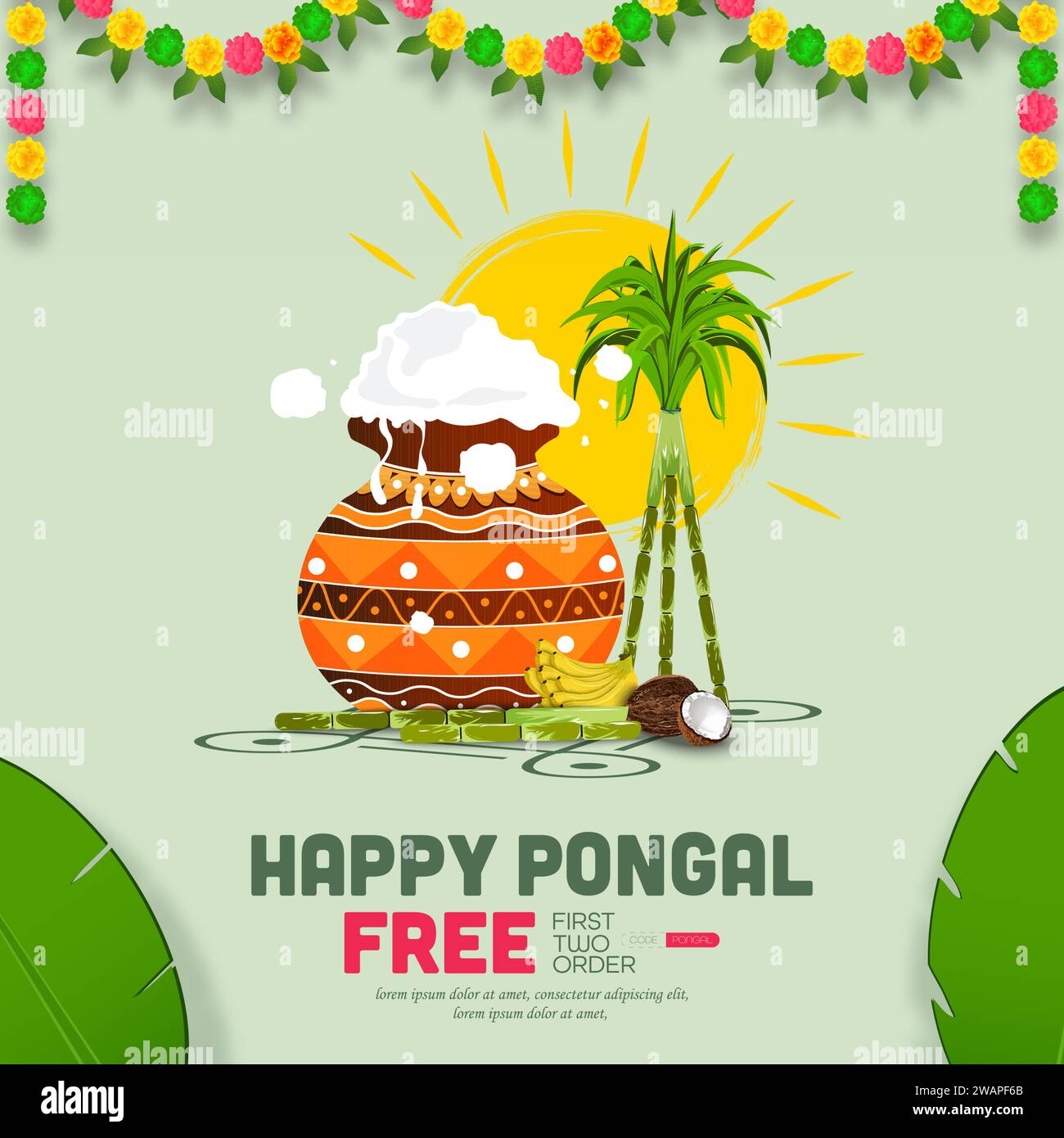 Happy Pongal Festival of India Banner Design Template Stock Vector ...