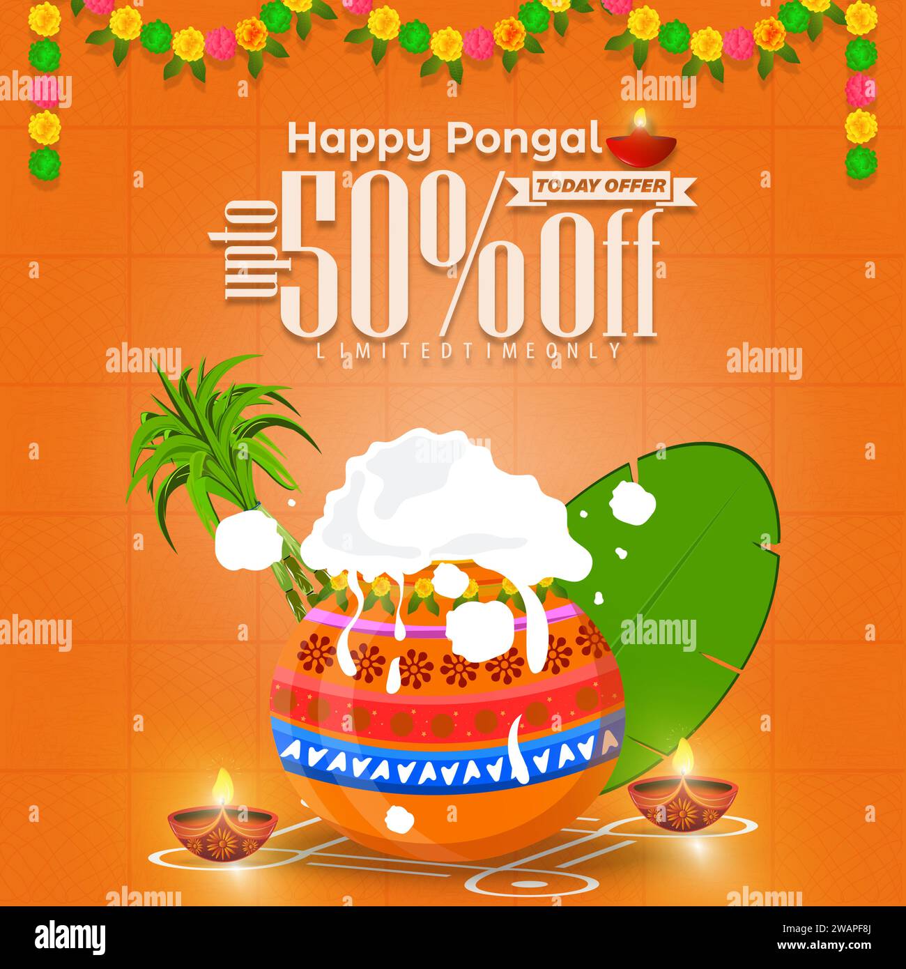 Happy Pongal Holiday Background for Festival of Tamil Nadu India ...