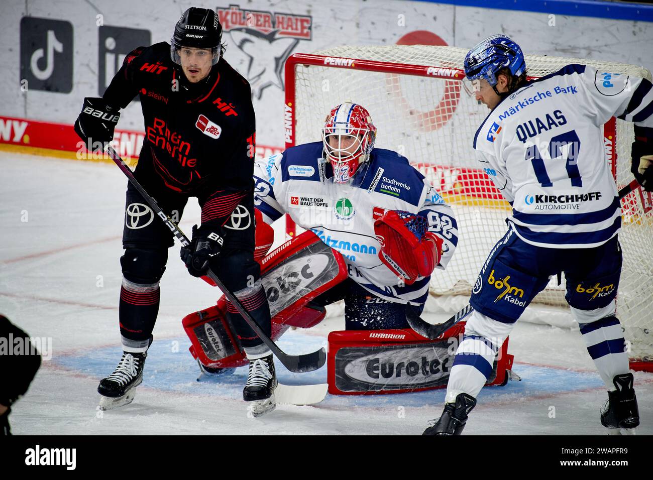 COLOGNE, GERMANY - 2 JANUARY, 2024: Hockey match of Penny DEL Koelner ...