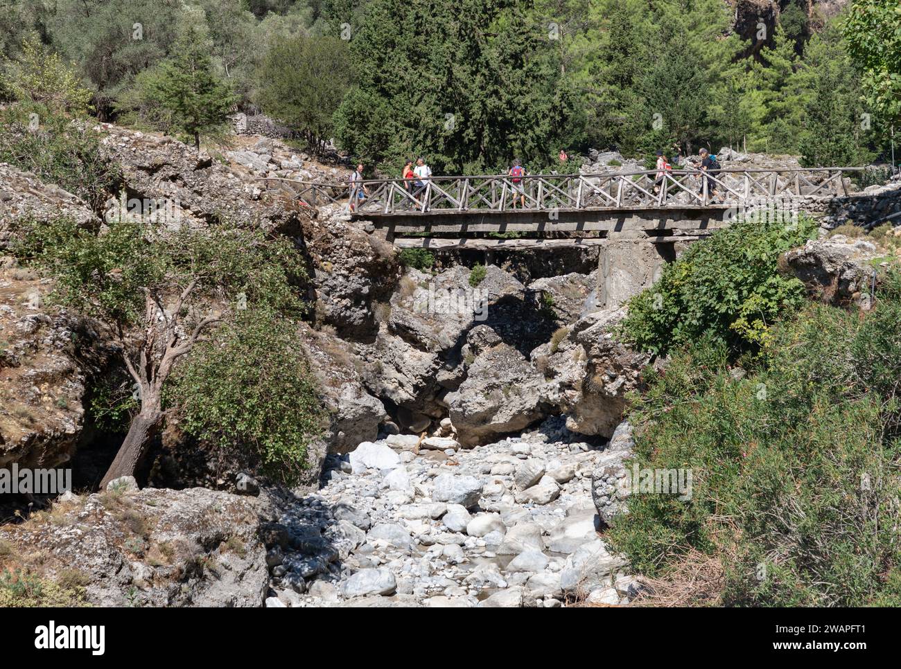 A picture of the classic Samaria Gorge landscape, with rocks on the ...