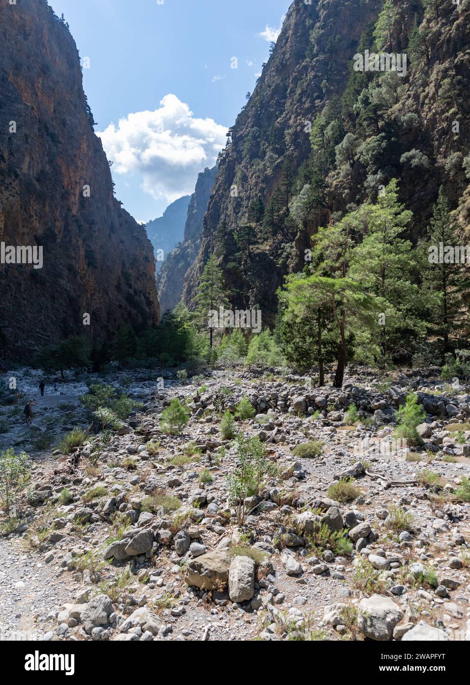 A picture of the classic Samaria Gorge landscape, with rocks on the ...