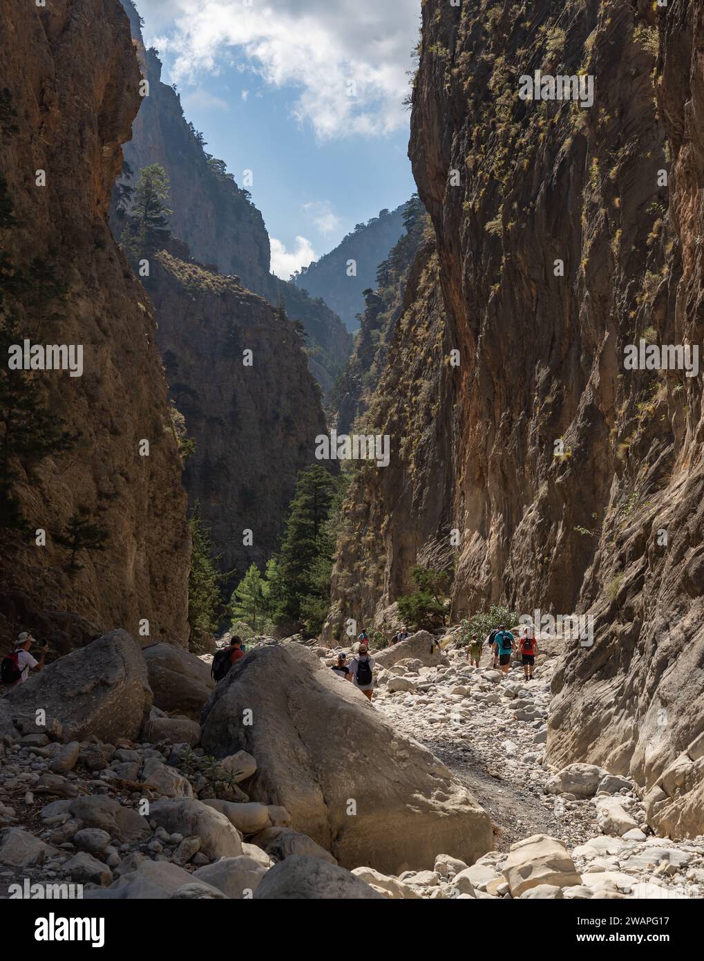 A picture of the classic Samaria Gorge landscape, with rocks on the ...