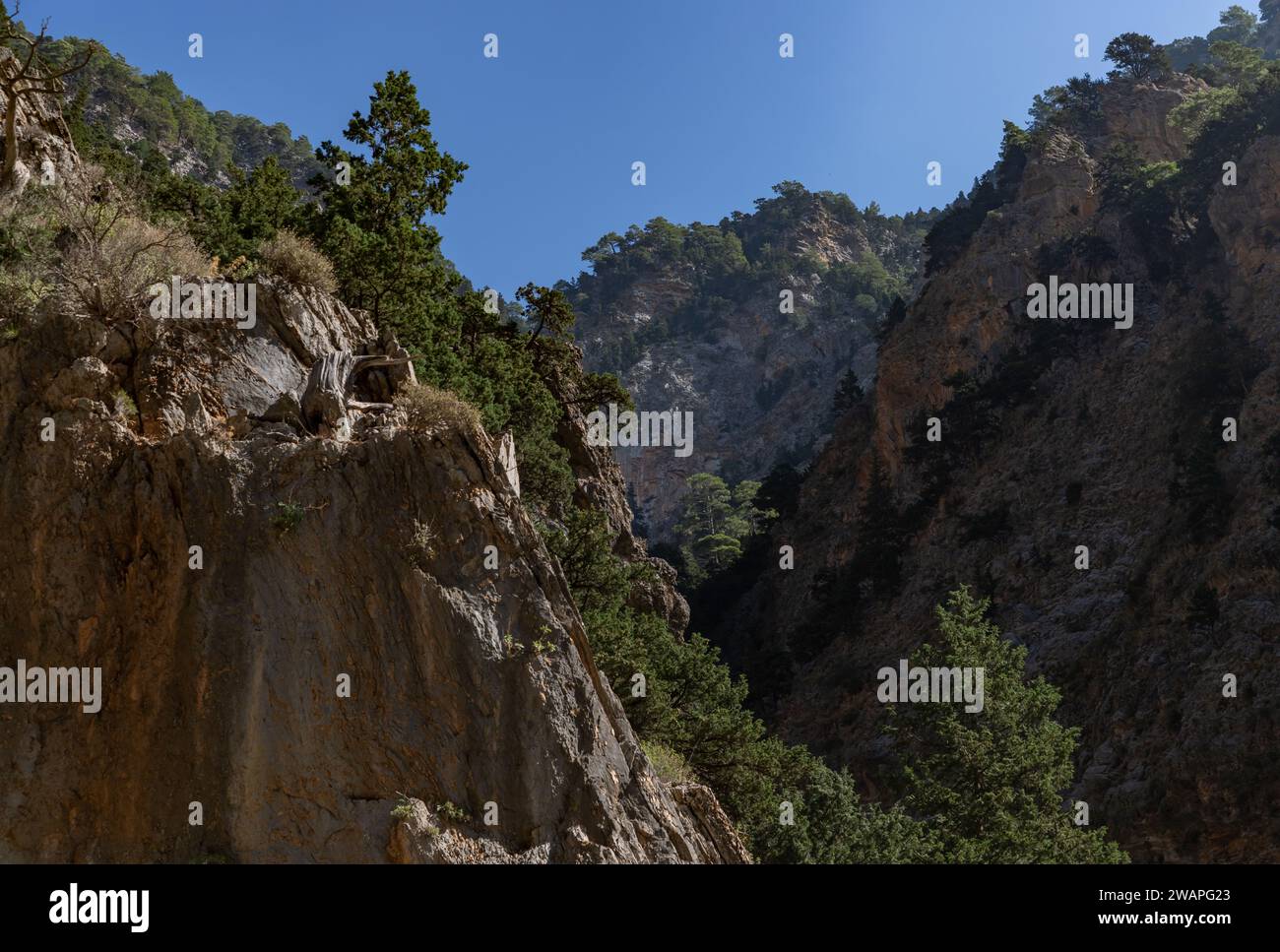 A picture of the Samaria Gorge rugged landscape as seen from the ground ...