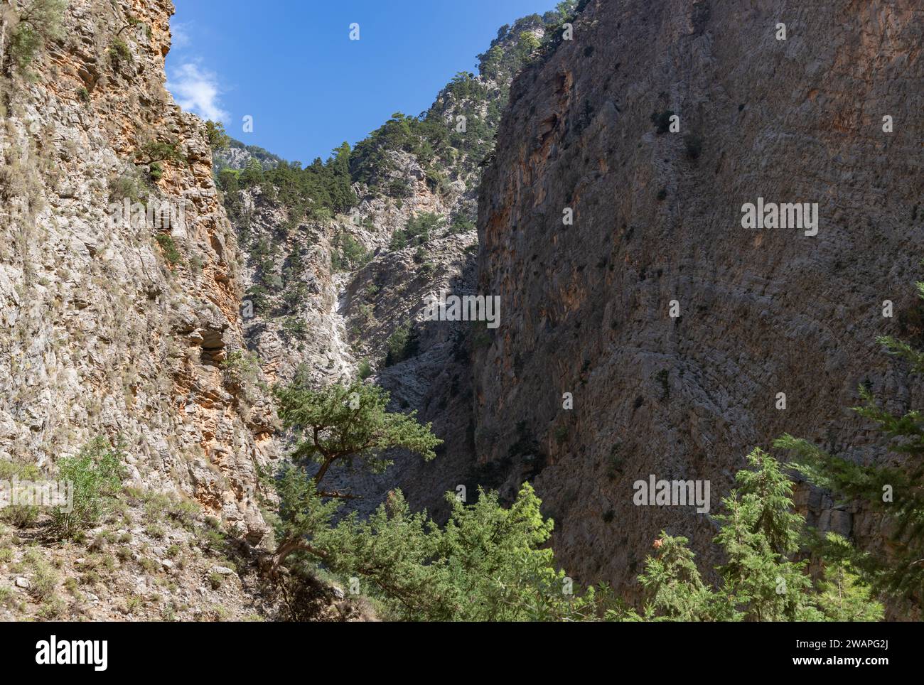 A picture of the Samaria Gorge rugged landscape as seen from the ground ...