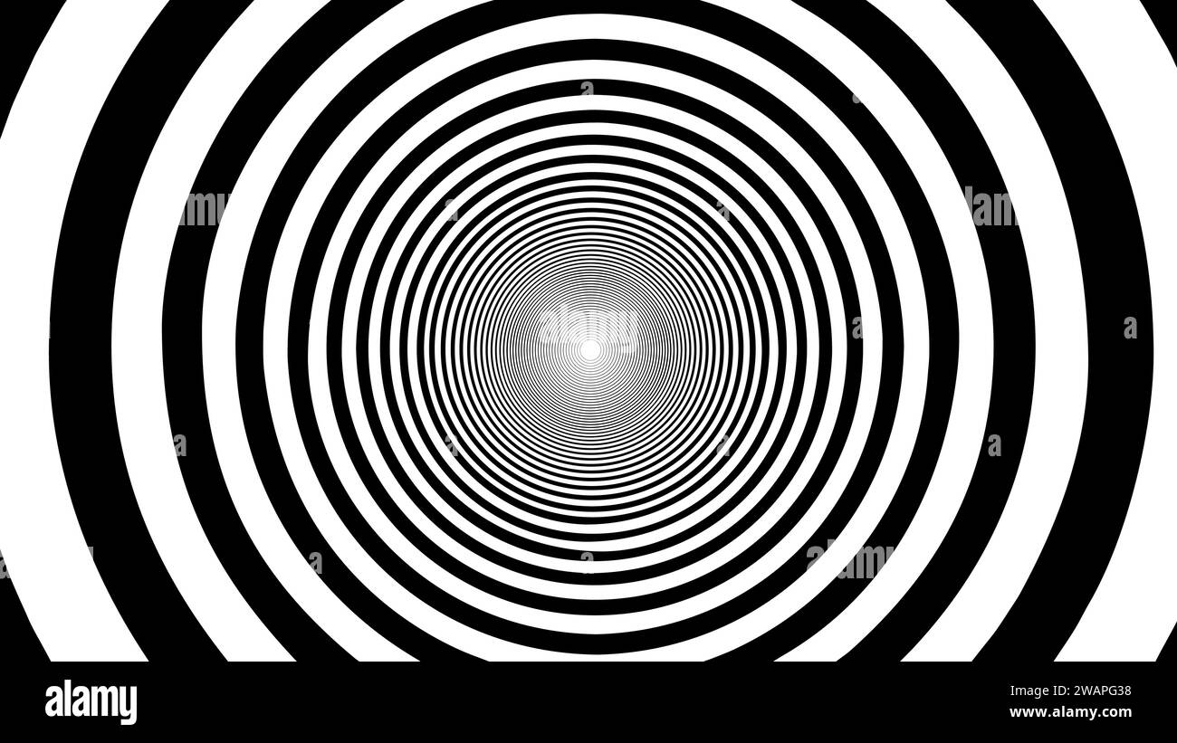Optical illusion tunnel with black and white pattern. Black hole op art ...