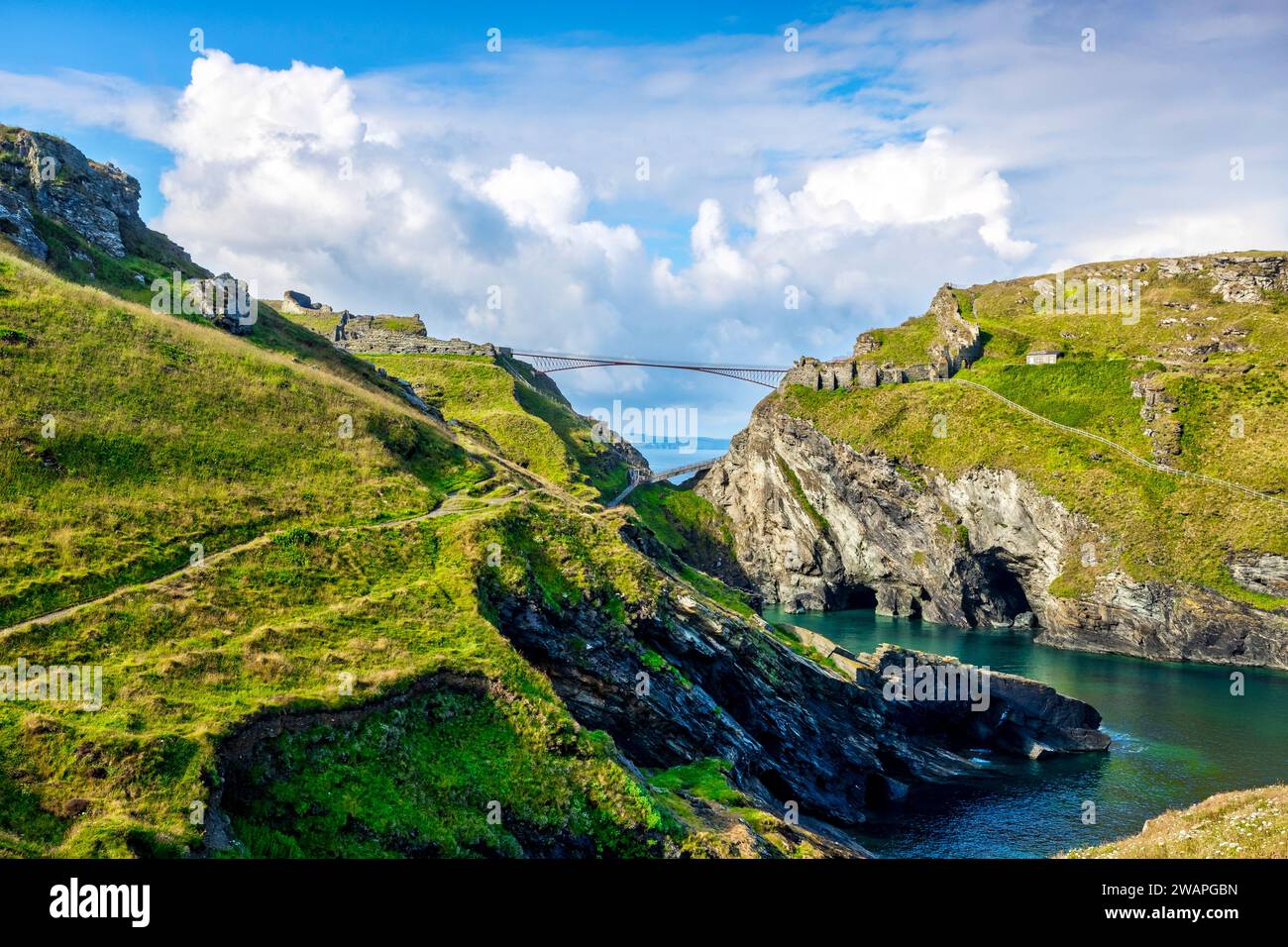 21 June 2023: Tintagel Castle, Cornwall, UK - and its famous double ...