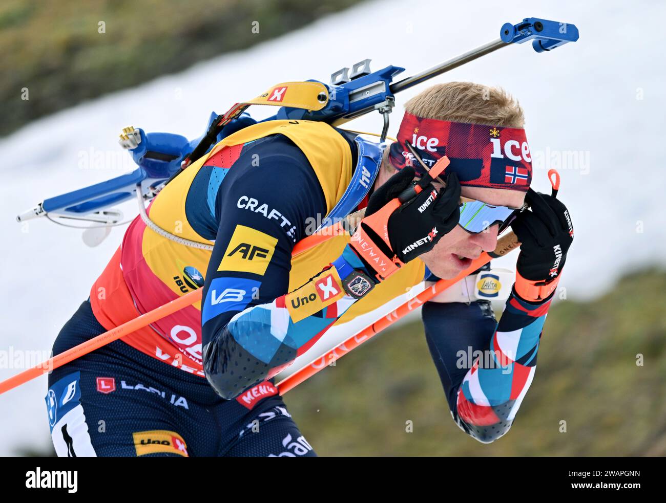 Johannes Thingnes Boe from Norway competes during the Biathlon men ...