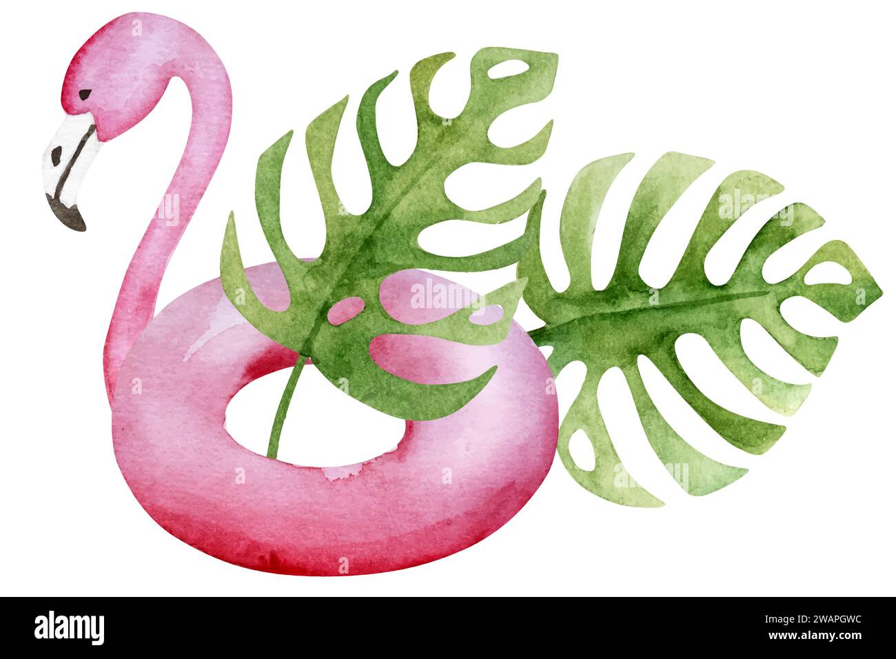 Hand-Drawn Vector Image Of A Summer-Themed Watercolor Illustration ...