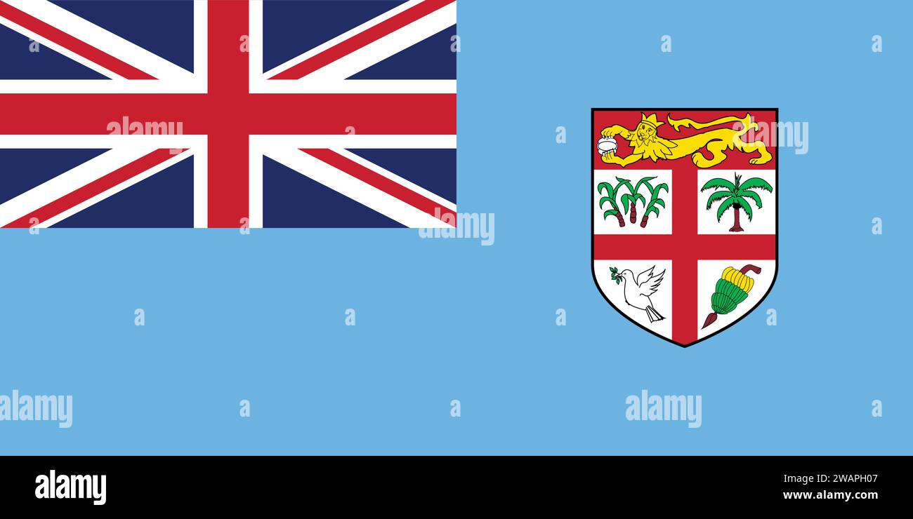 High detailed flag of Fiji. National Fiji flag. Oceania. 3D ...