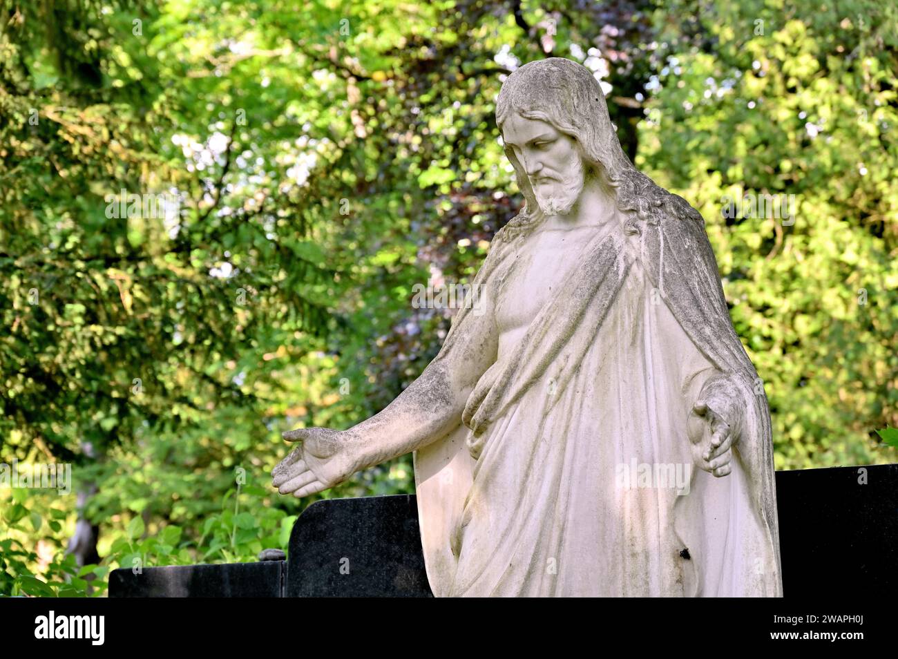 White statue of Christ with blessing hands Stock Photo - Alamy