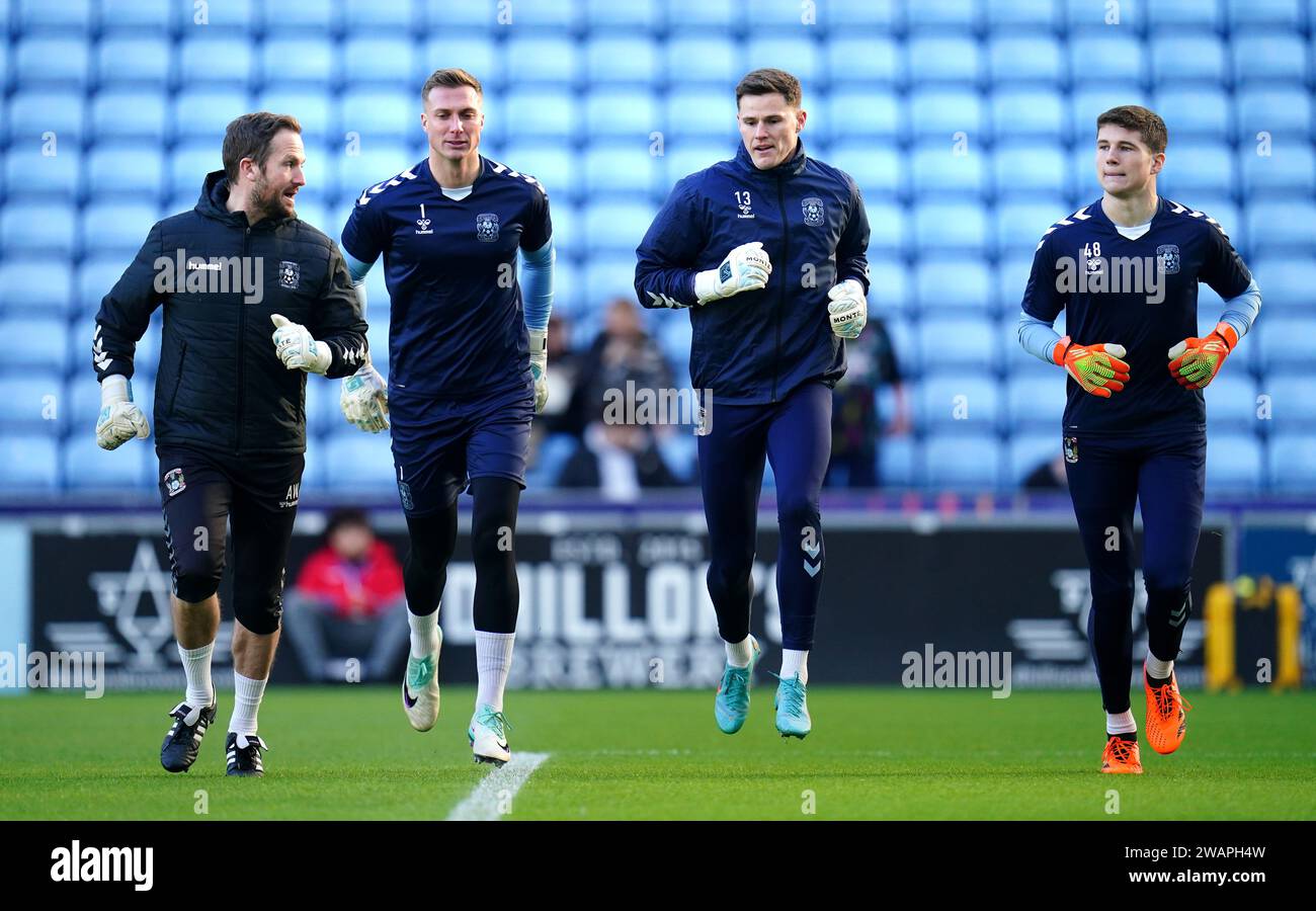 Coventry City goalkeeping coach Aled Williams (left) with goalkeepers ...