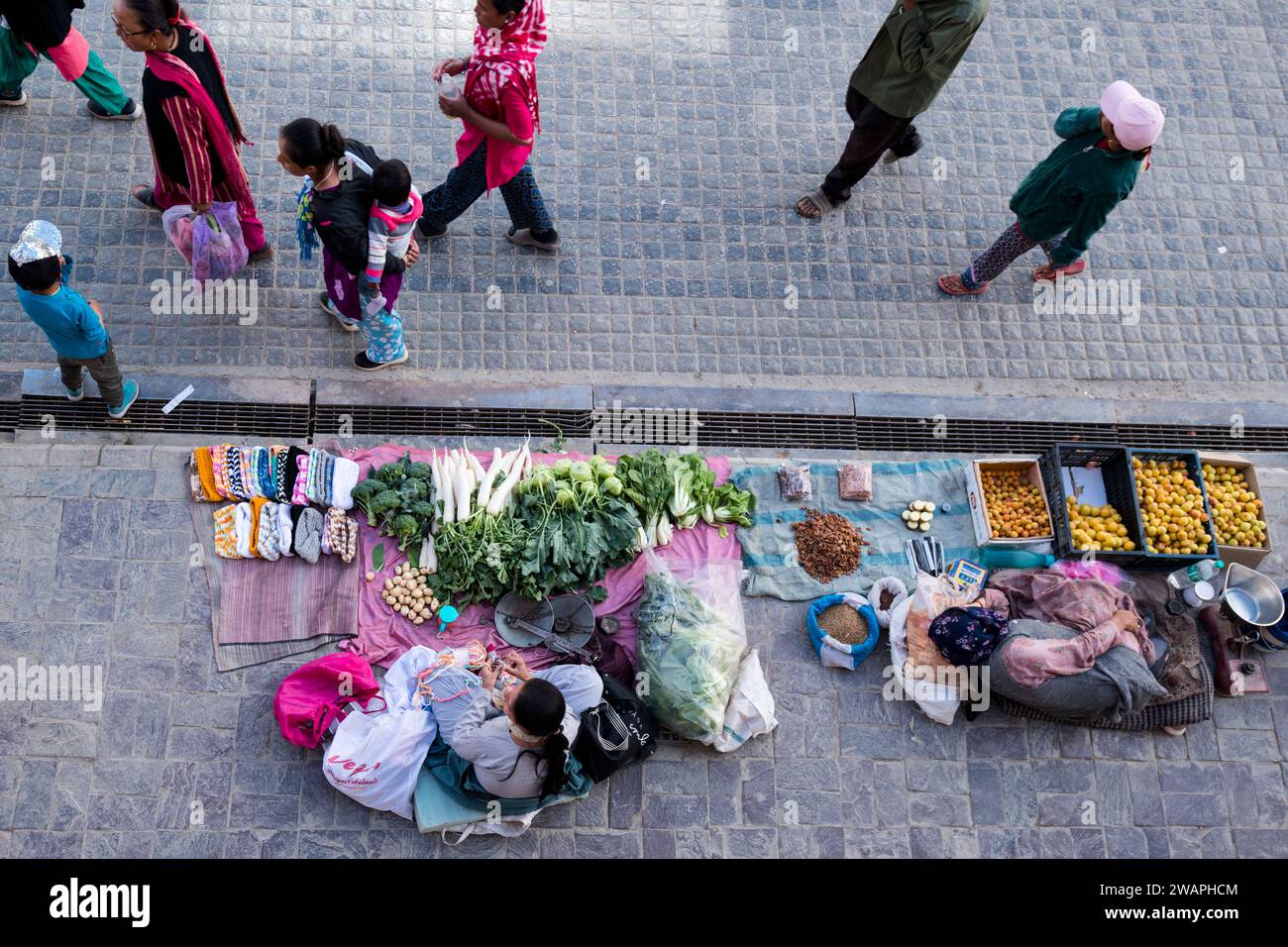 Street vendors on Main Bazaar Road, Leh, Ladakh, Jammu and Kashmir ...